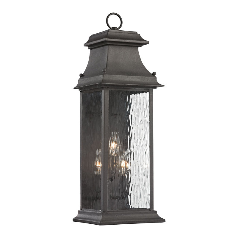 Alcott Hill® Maxen Charcoal 3 - Bulb Water Glass Outdoor Wall Lantern | Wayfair